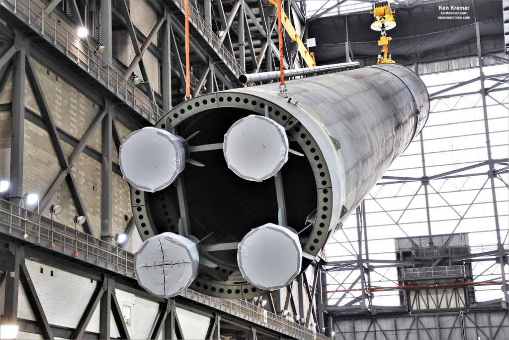 SLS Core Stage Pathfinder Goes Vertical in VAB at KSC: Photos – Space ...