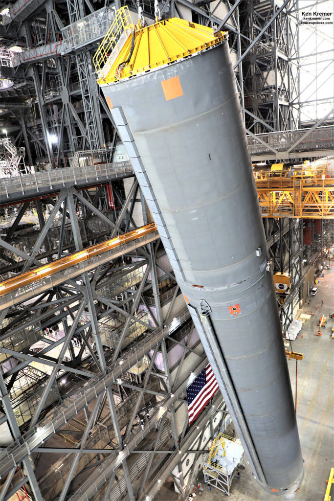 SLS Core Stage Pathfinder Goes Vertical in VAB at KSC: Photos – Space ...