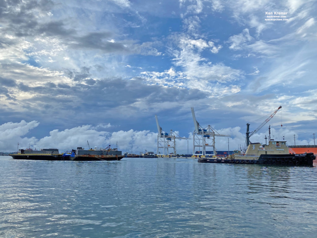 OCISLY Droneship Departs Port Canaveral under Beautiful Twilight Skies ...