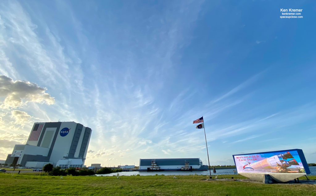 NASA’s 1st SLS Core Stage Arrives by Barge at Kennedy Space Center ...