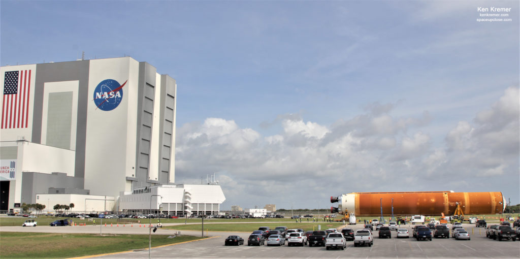 NASA’s 1st SLS Core Stage for Artemis 1 Moon Mission Rolls off Barge ...