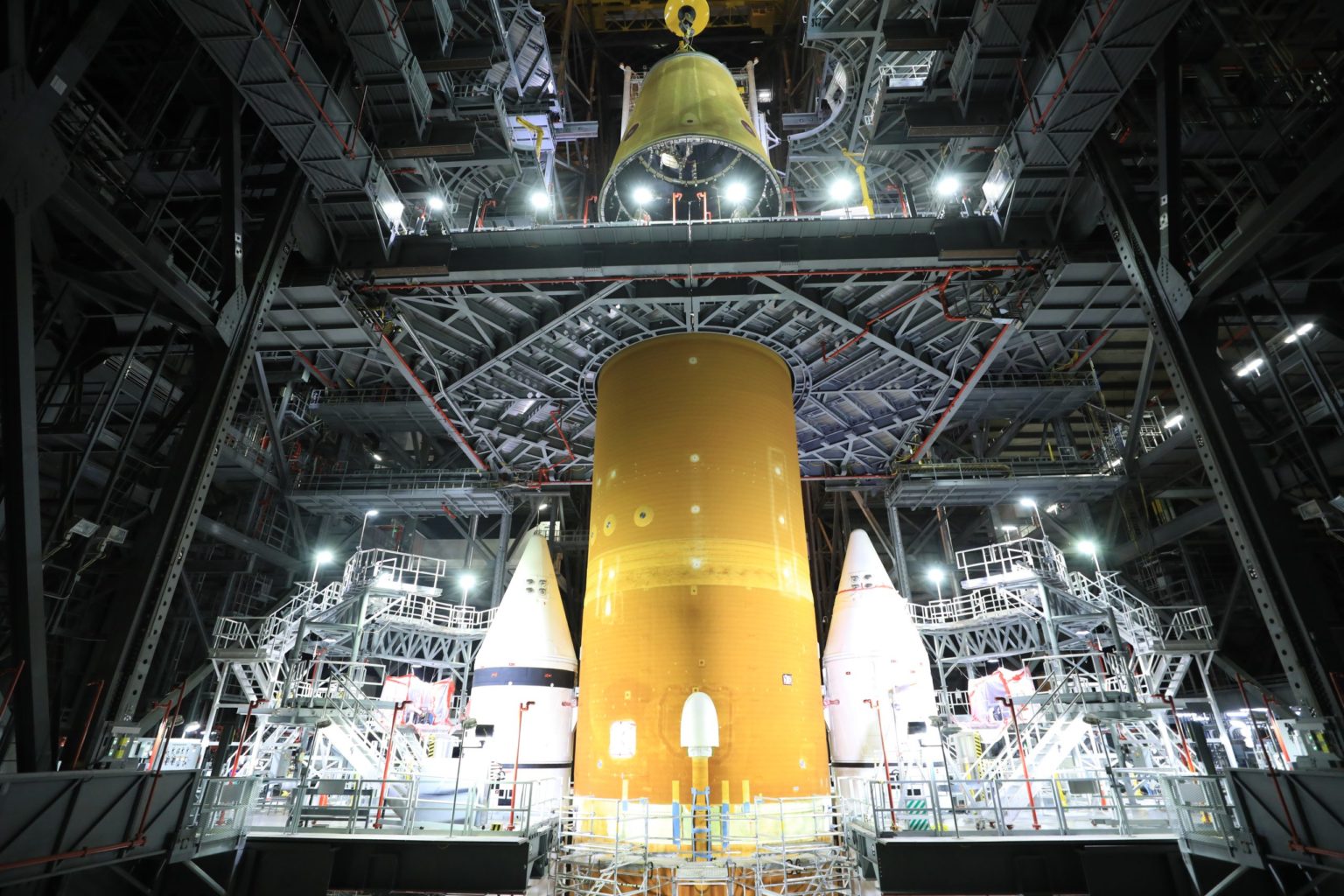 Big Build In Progress for NASA’s 1st SLS Moon Rocket Inside VAB at ...