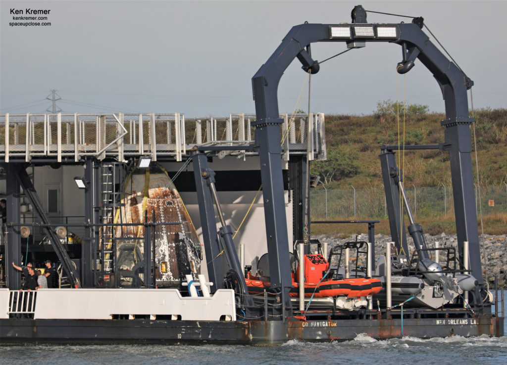 Scorched SpaceX NASA Crew-2 Crew Dragon Sails Into Port Canaveral after ...
