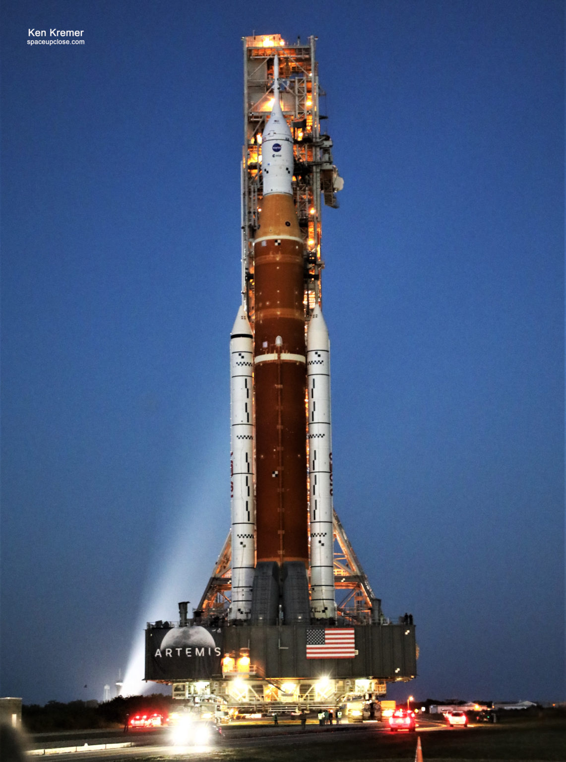 Maiden NASA SLS Mega Moon Rocket Rolls out to KSC Launch Pad for ...