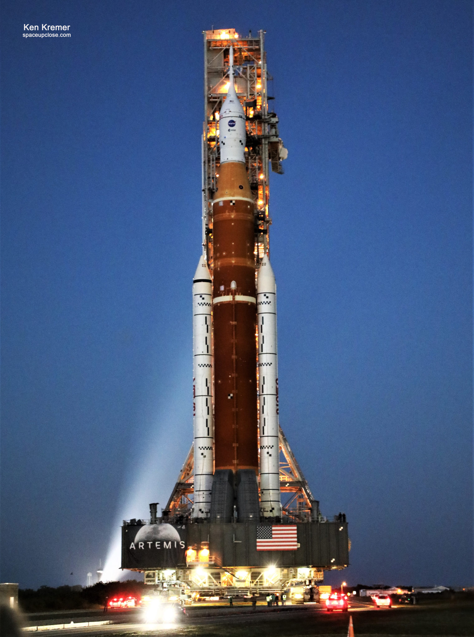 Maiden NASA SLS Mega Moon Rocket Rolls out to KSC Launch Pad for ...