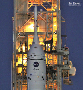 Maiden NASA SLS Mega Moon Rocket Rolls out to KSC Launch Pad for ...