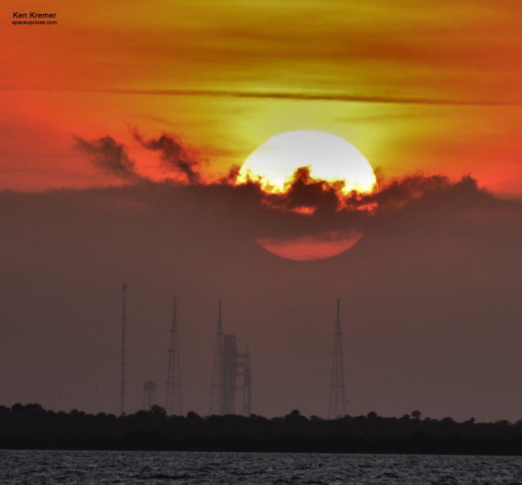 SLS Stuns at Sunrise on Space Coast for NASA’s Mega Moon Rocket Artemis ...