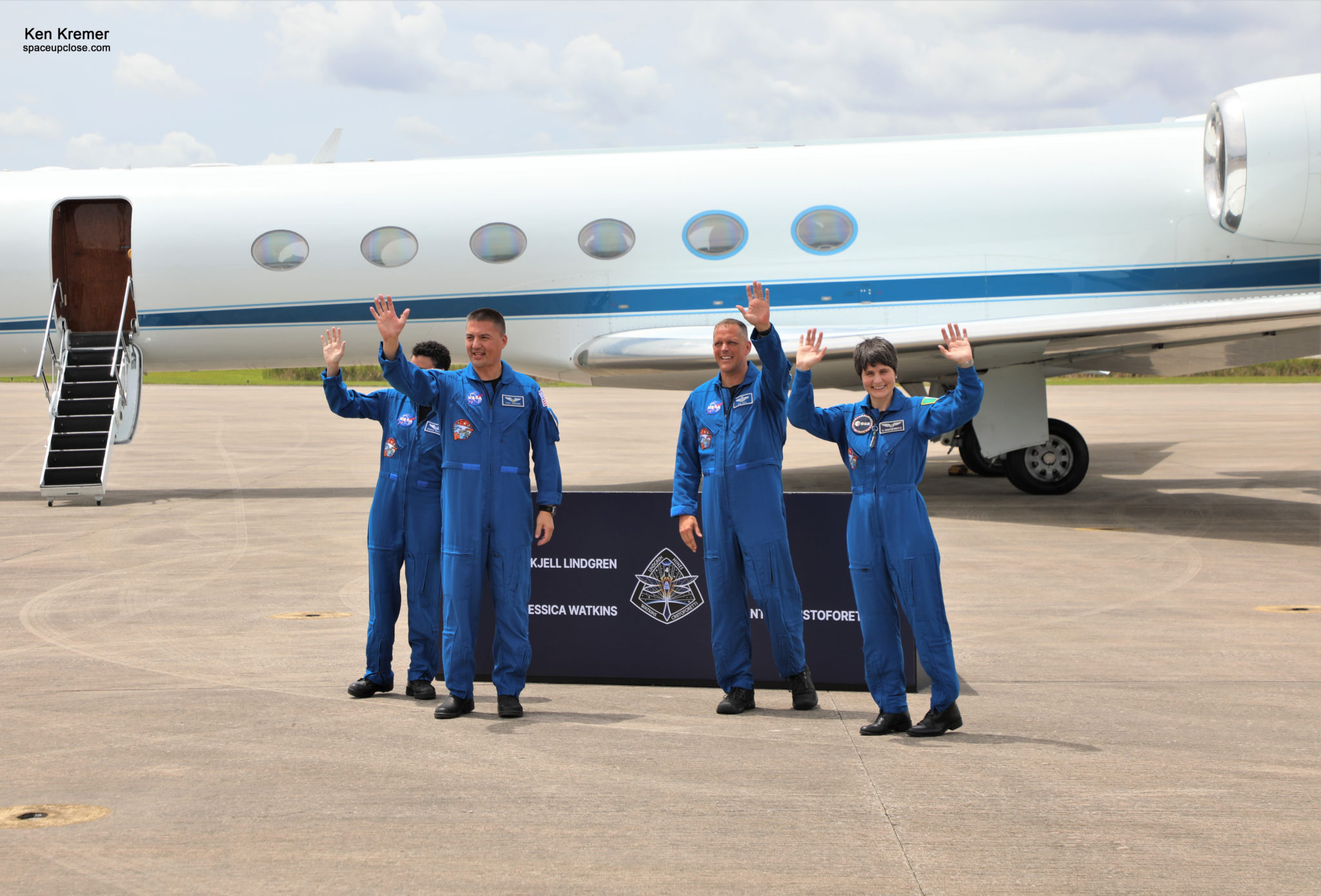 NASA ESA SpaceX Crew 4 Astronauts Arrive at KSC for Launch to ISS on ...