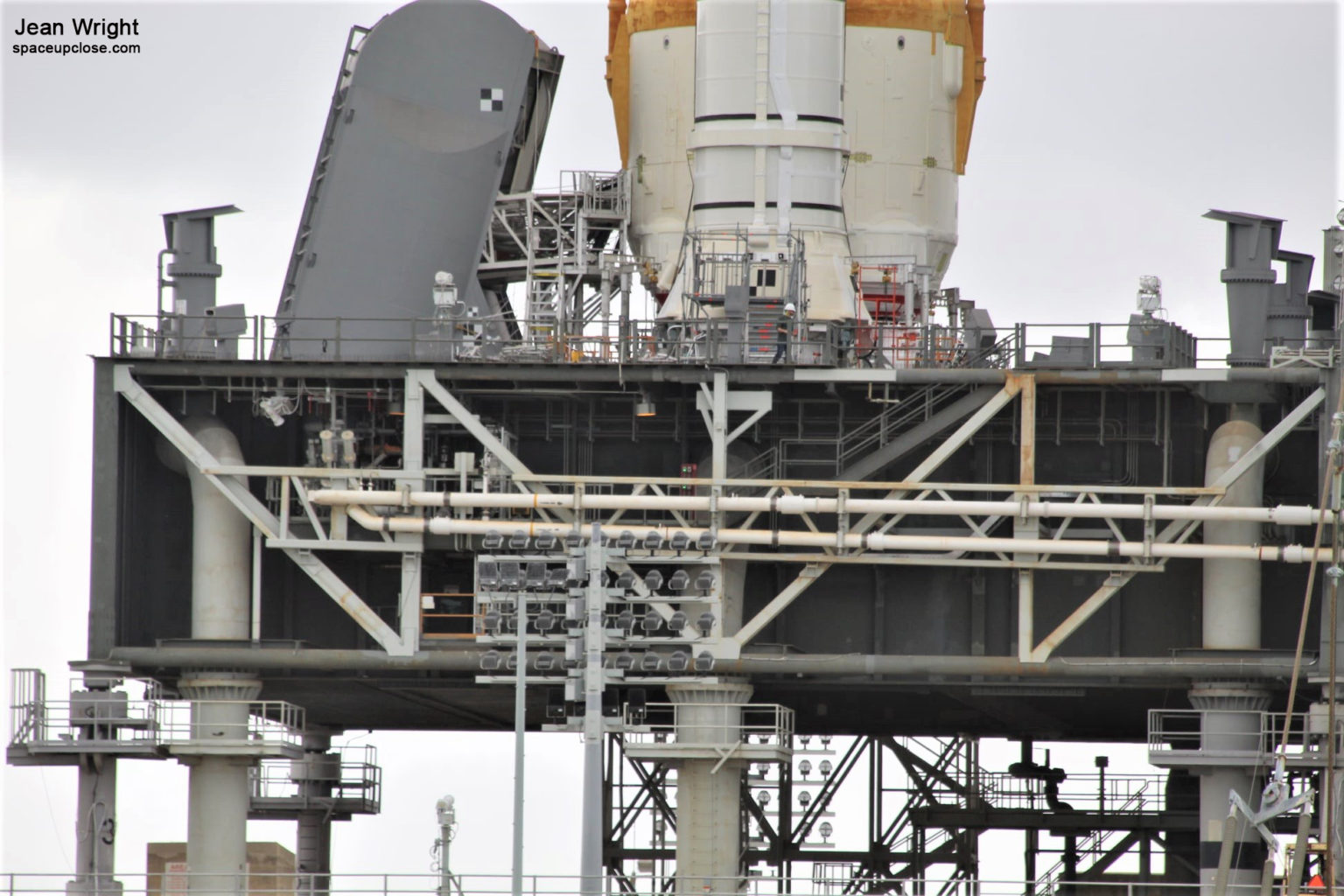 UpClose with NASA SLS Mega Moon Rocket at KSC Pad 39B before Rollback ...