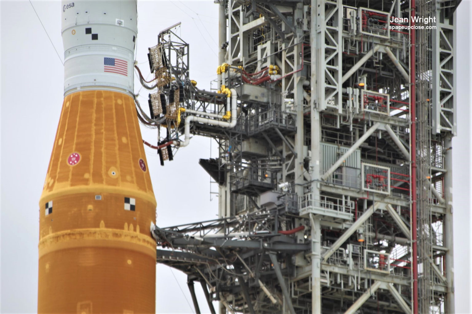 UpClose with NASA SLS Mega Moon Rocket at KSC Pad 39B before Rollback ...