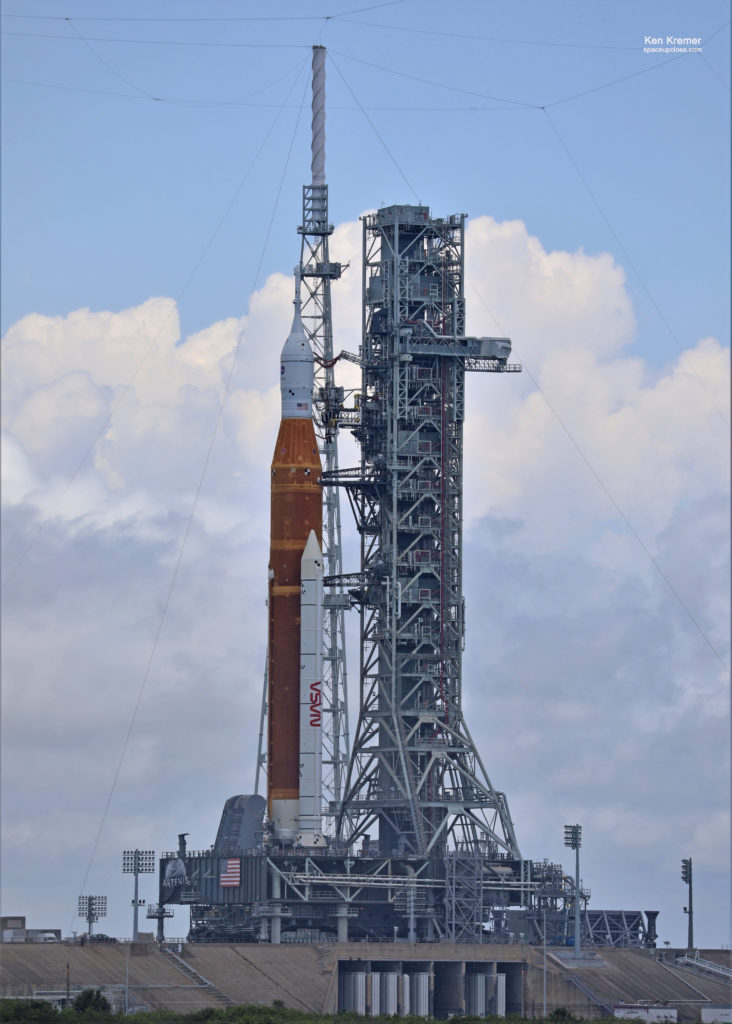 Repaired SLS Moon Rocket Rolls Back to KSC Launch Pad 2nd Time for ...